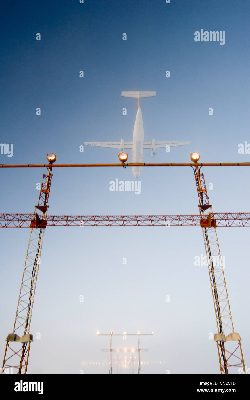 Light Towers Guiding an Aircraft into Victoria International Airport ...