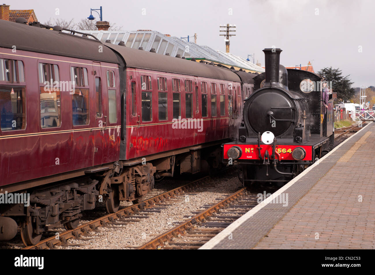 J15 steam engine and carriages of the North Norfolk Railway at ...
