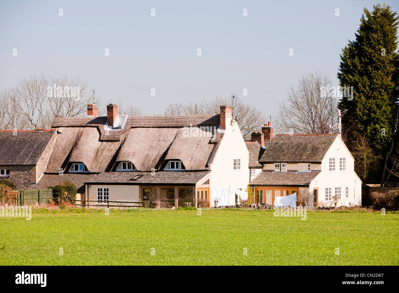 An old thatched cottage near Woodhouse Eaves in Leicestershire, UK ...