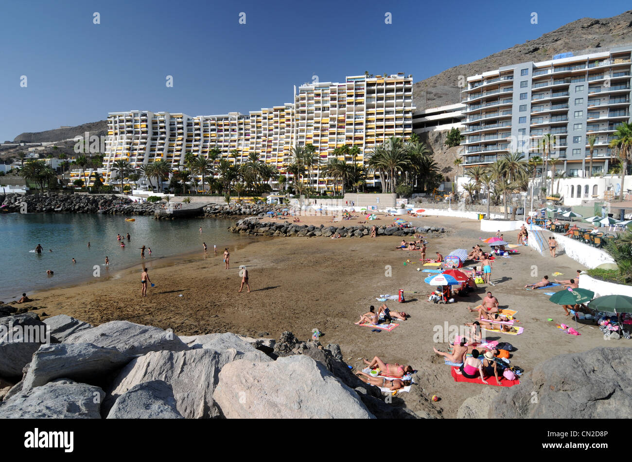 Beach and apartments near Anfi Del Mar Resort, Gran Canaria, Canary ...