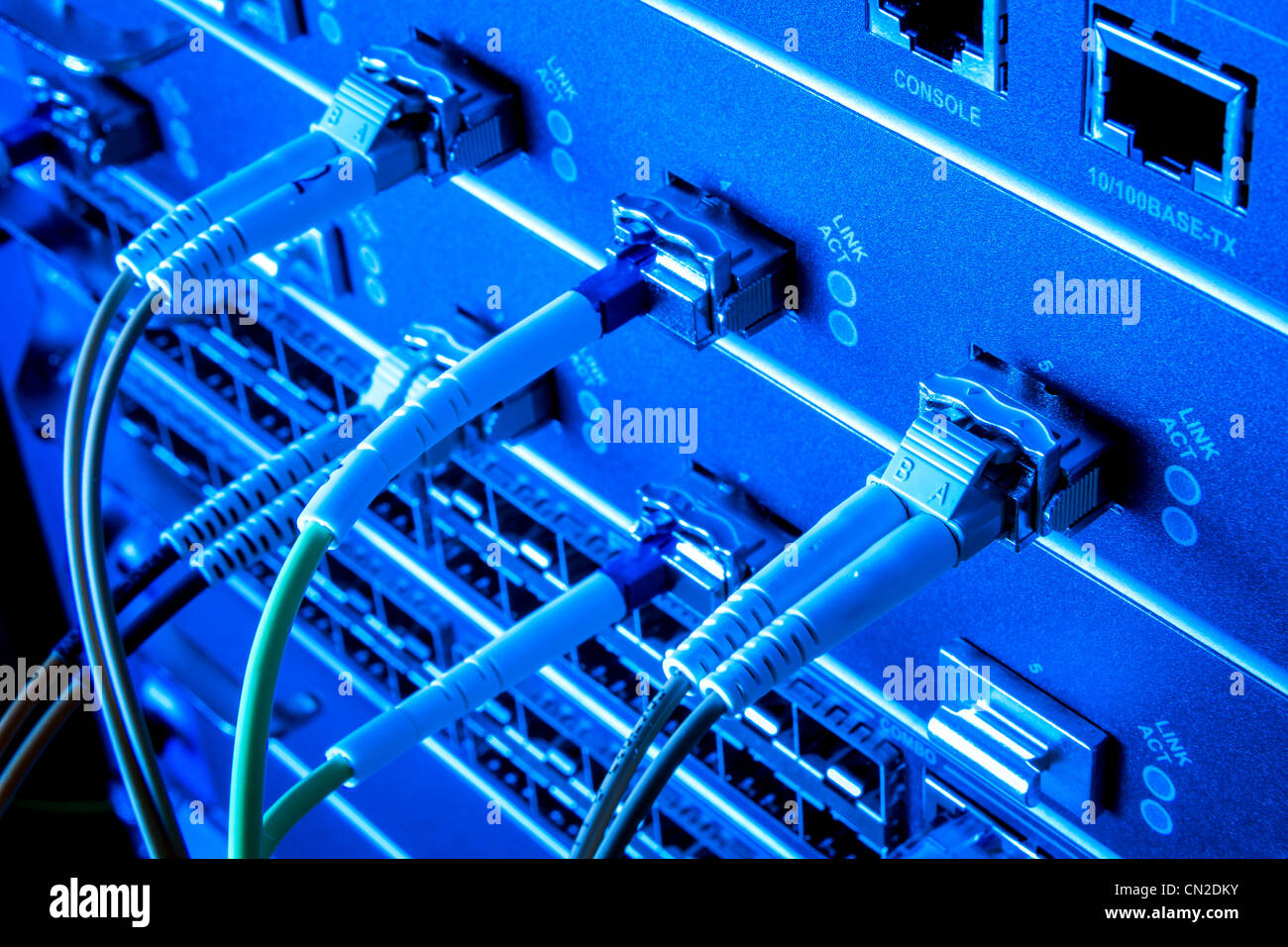 optic fiber cables connected to data center Stock Photo - Alamy