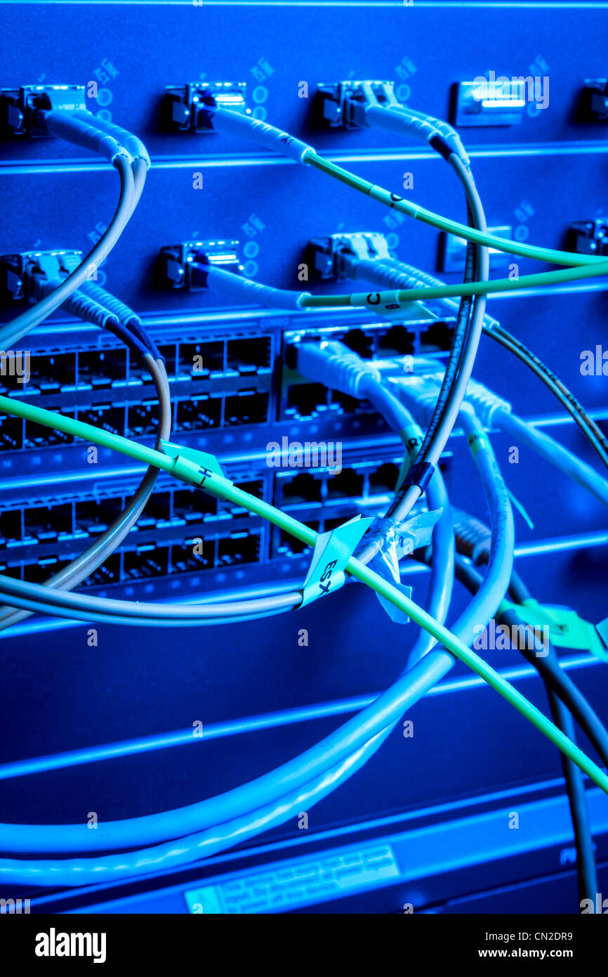 optic fiber cables connected to data center Stock Photo - Alamy