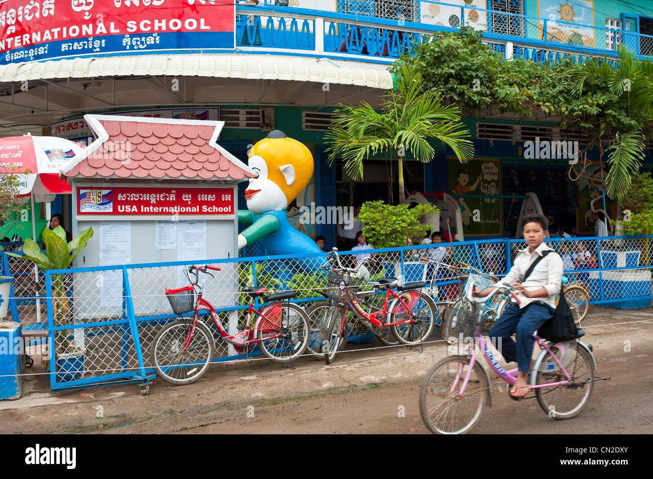 Cambodia, Battambang Province, town of Battambang, private school Stock ...