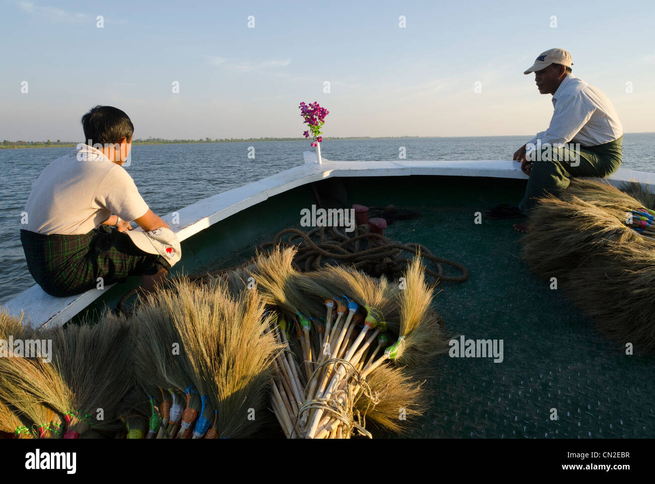 Passengers on the public ferry between Pathein and Labutta. Irrawaddy ...