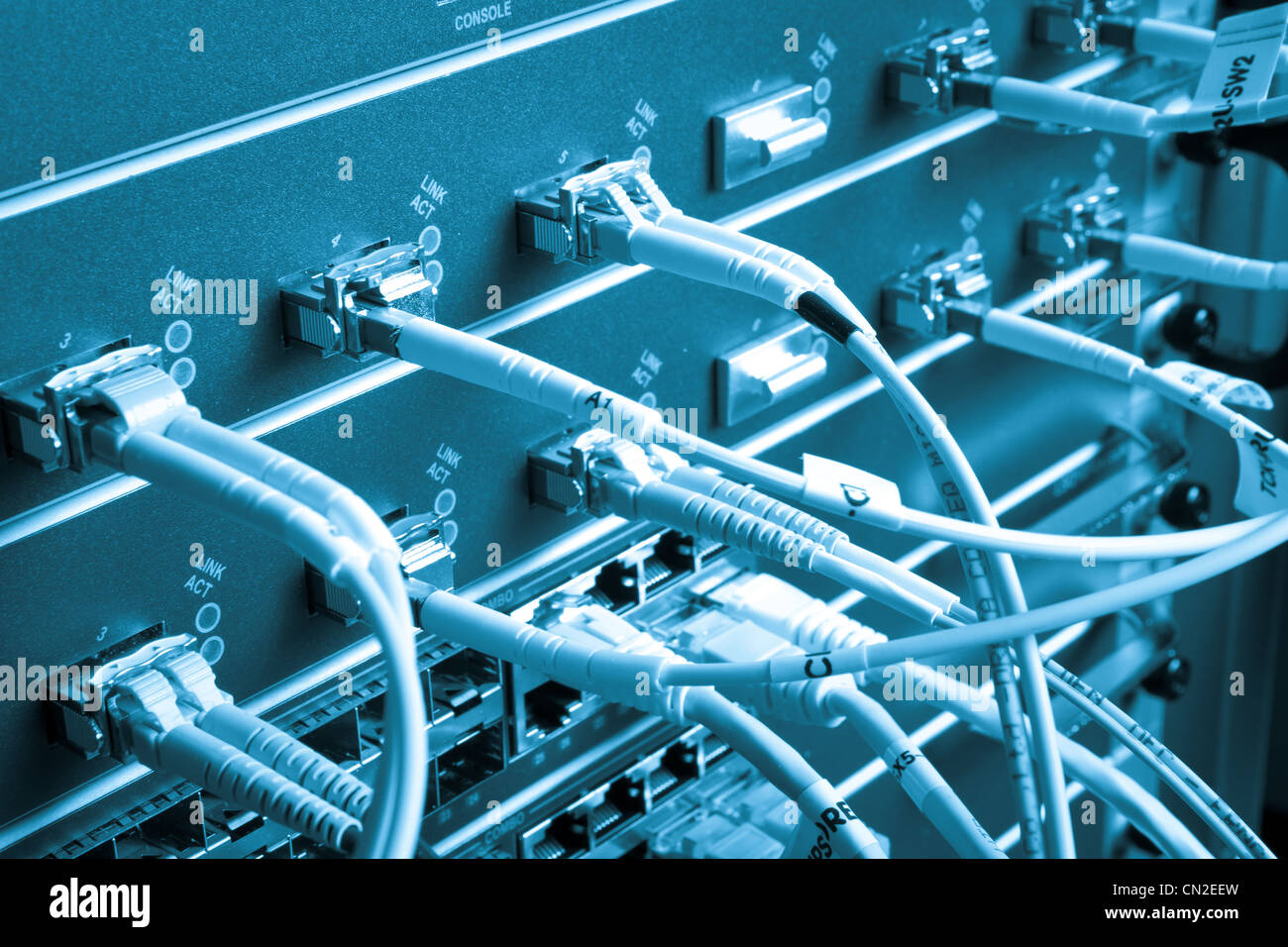 optic fiber cables connected to data center Stock Photo - Alamy