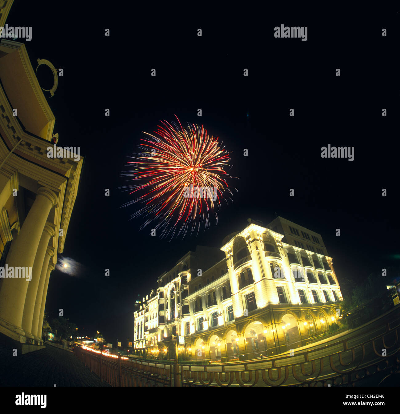 Fireworks over a city Stock Photo - Alamy