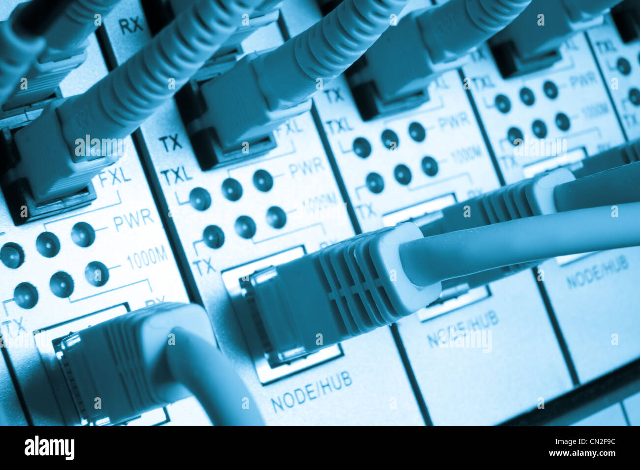 close up of network cables connected to switch Stock Photo - Alamy