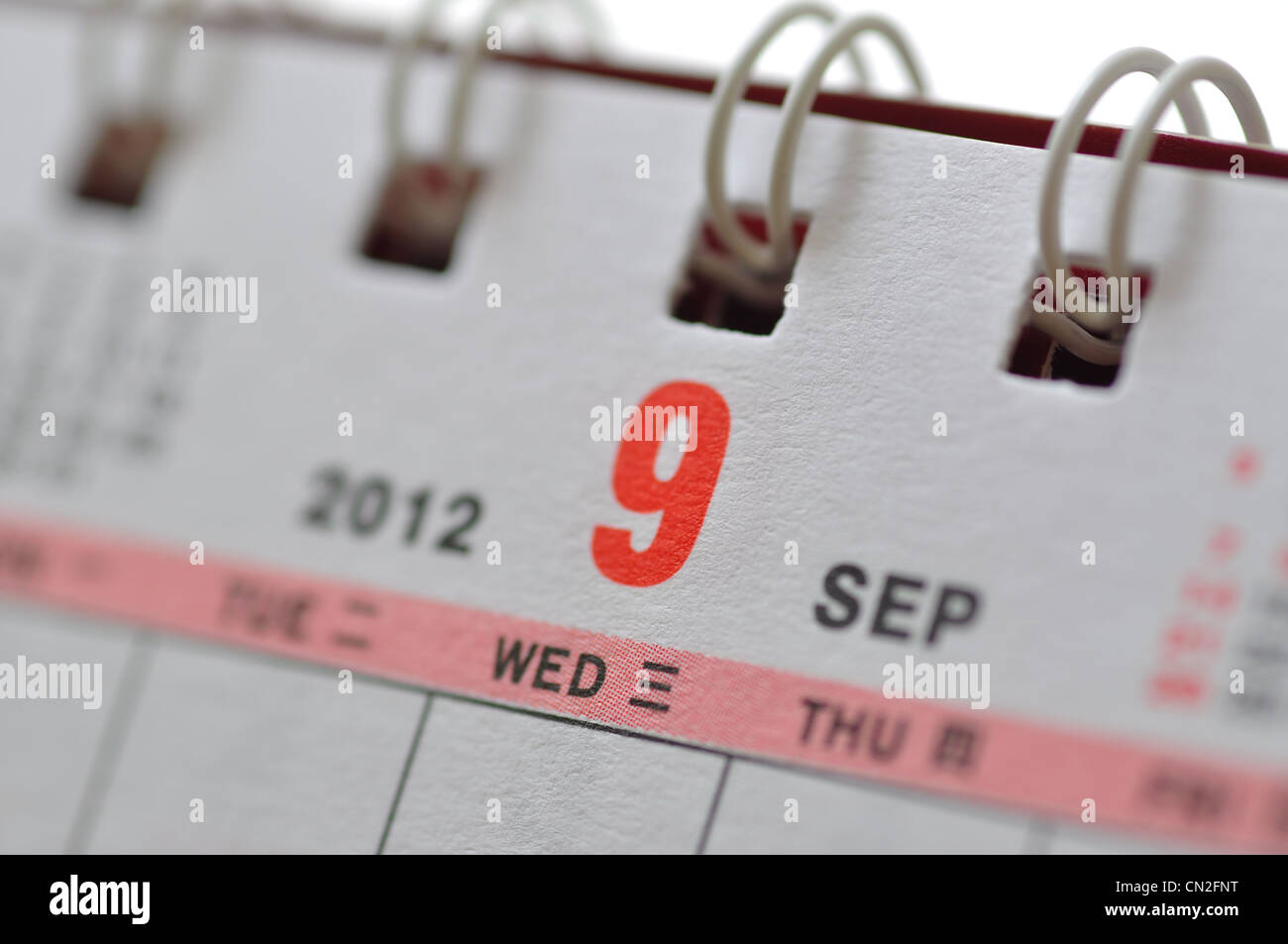 Septmeber of 2012 calendar Stock Photo - Alamy