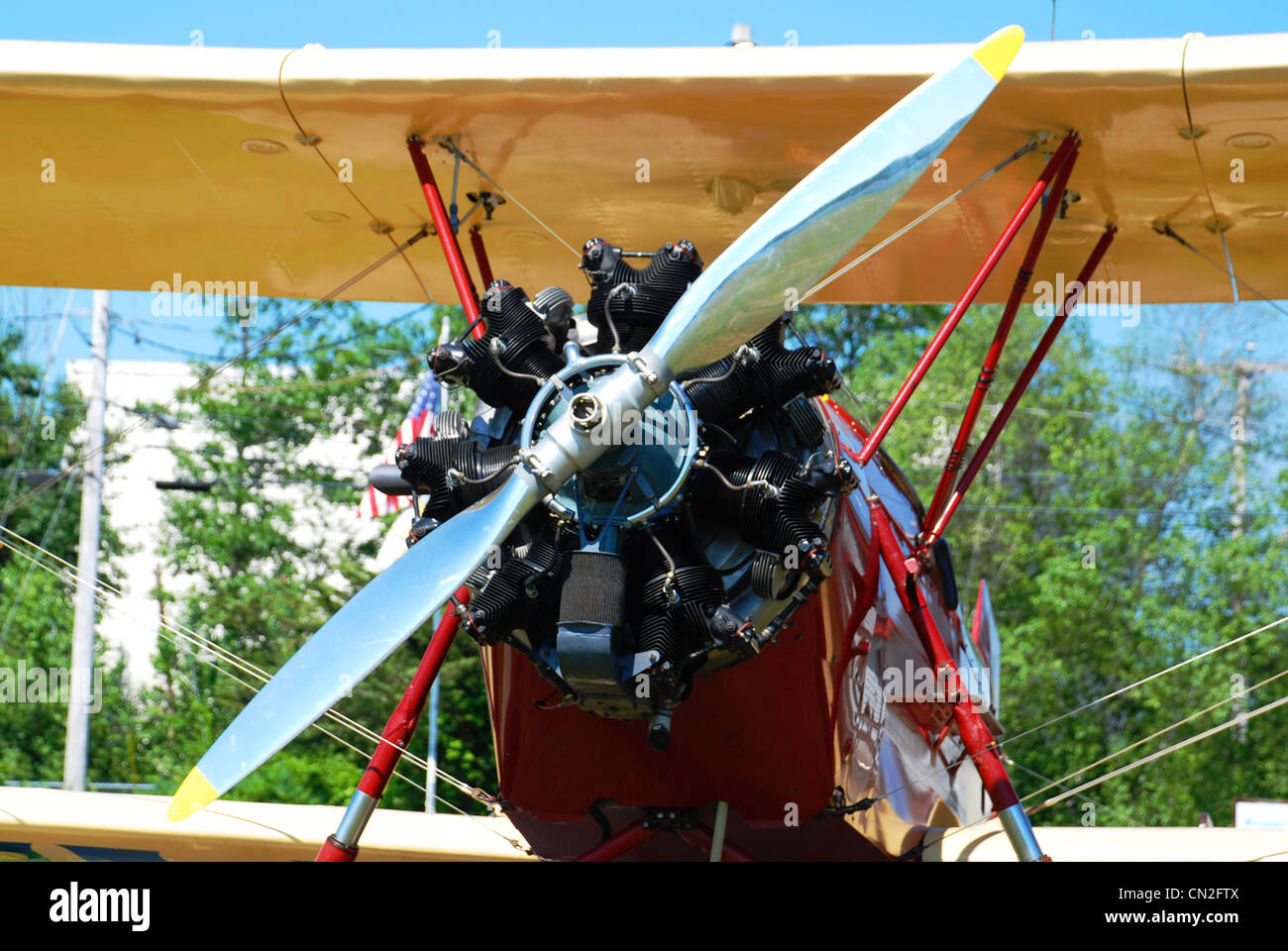 Biplane at an old fashioned airfield Stock Photo - Alamy