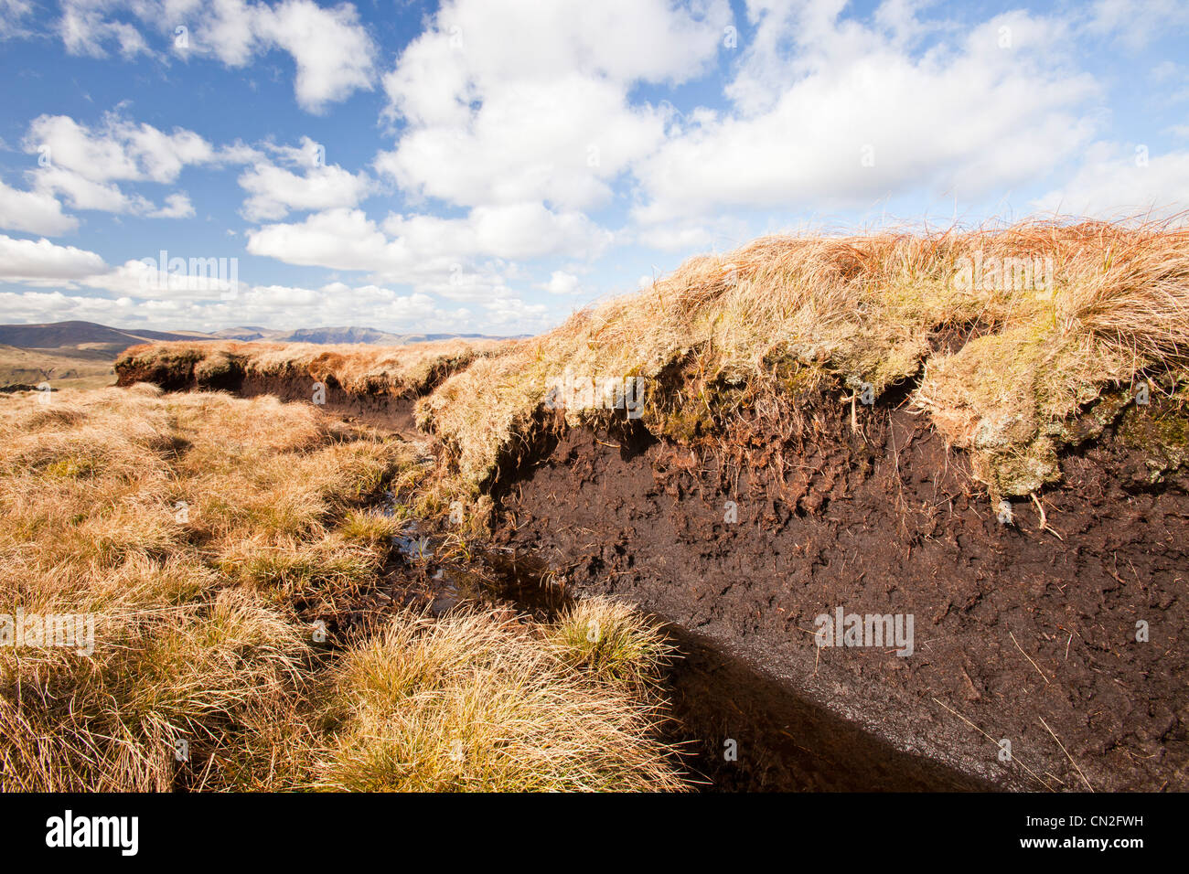 Peat hags near Loadpot Hill above Ullswater in the Lake District, UK ...