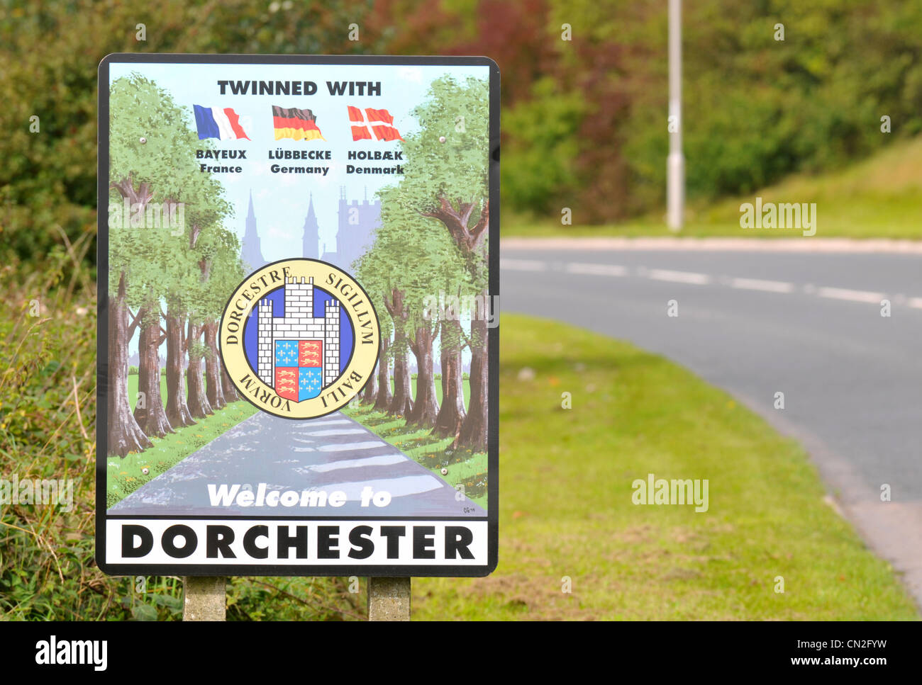 Welcome to Dorchester sign, Dorset, Britain, UK Stock Photo - Alamy