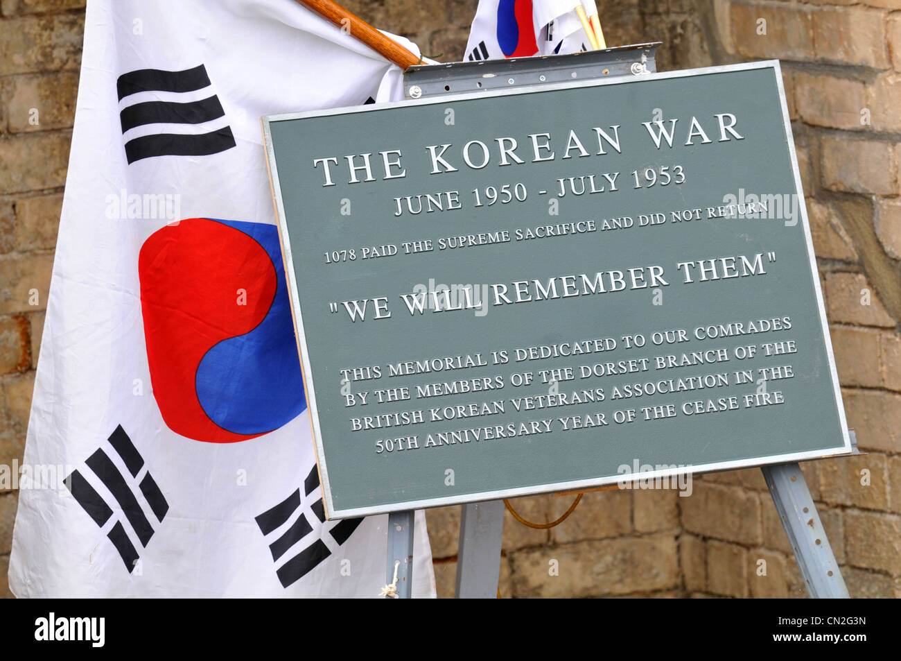 Korean War memorial sign Stock Photo - Alamy