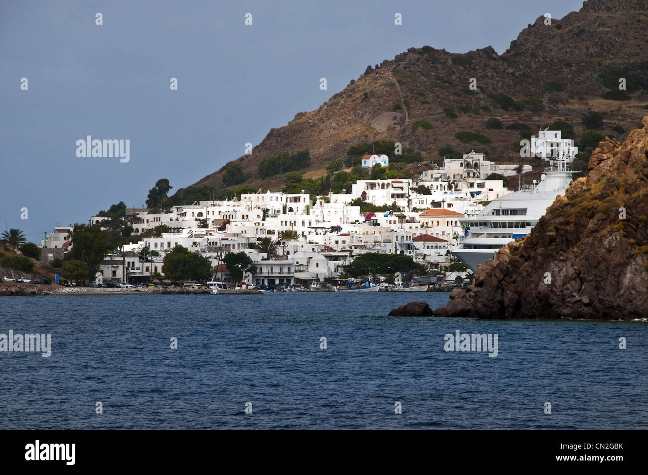 Harbour on the Greek Island of Patmos Stock Photo - Alamy