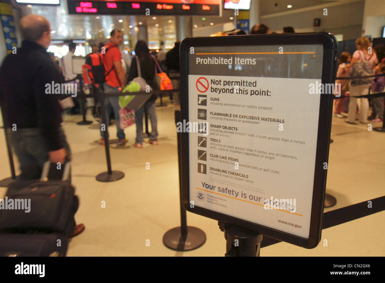Miami Florida International Airport MIA security screening TSA sign ...