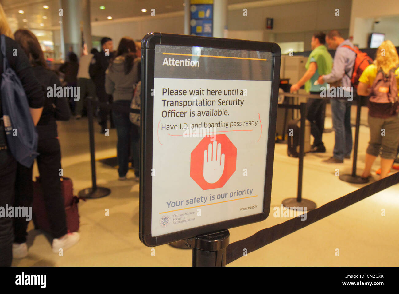 Miami Florida International Airport MIA,security,screening,TSA,sign ...