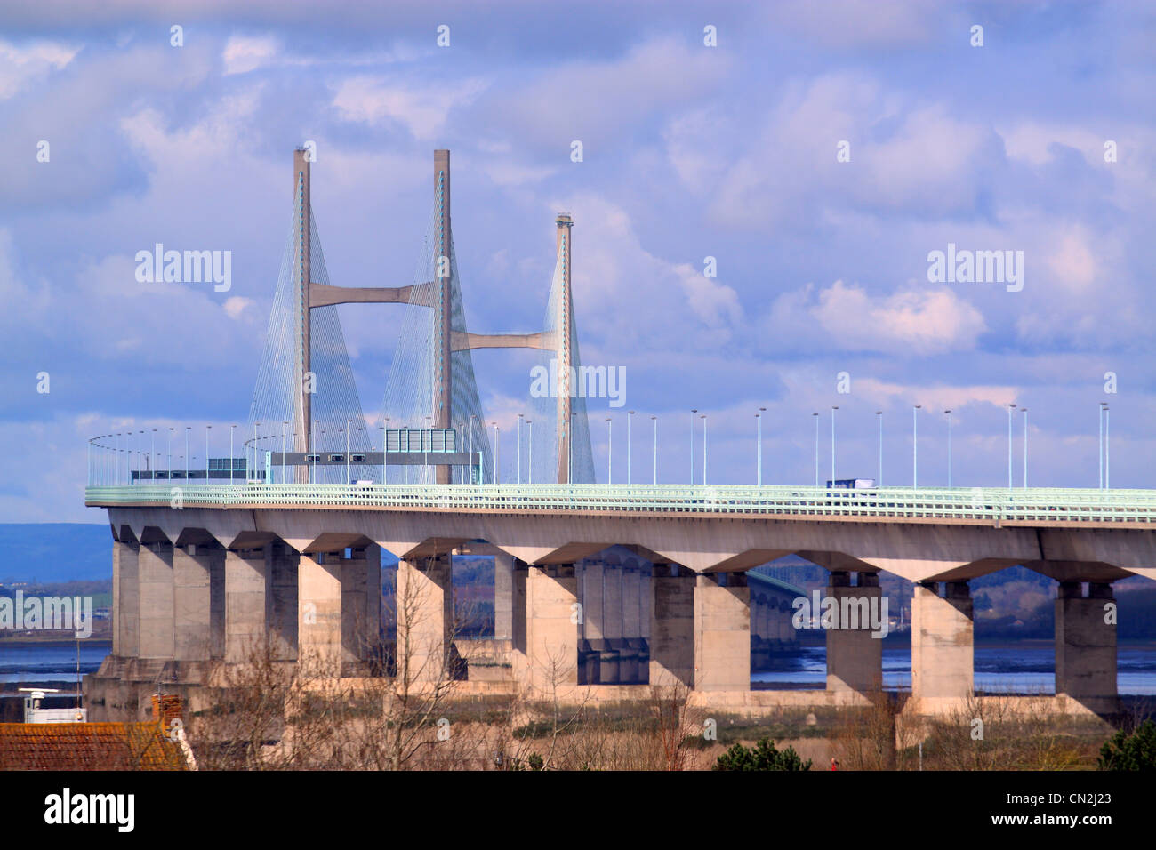 The new Severn Bridge seen from Severn Beach on the east side Stock ...