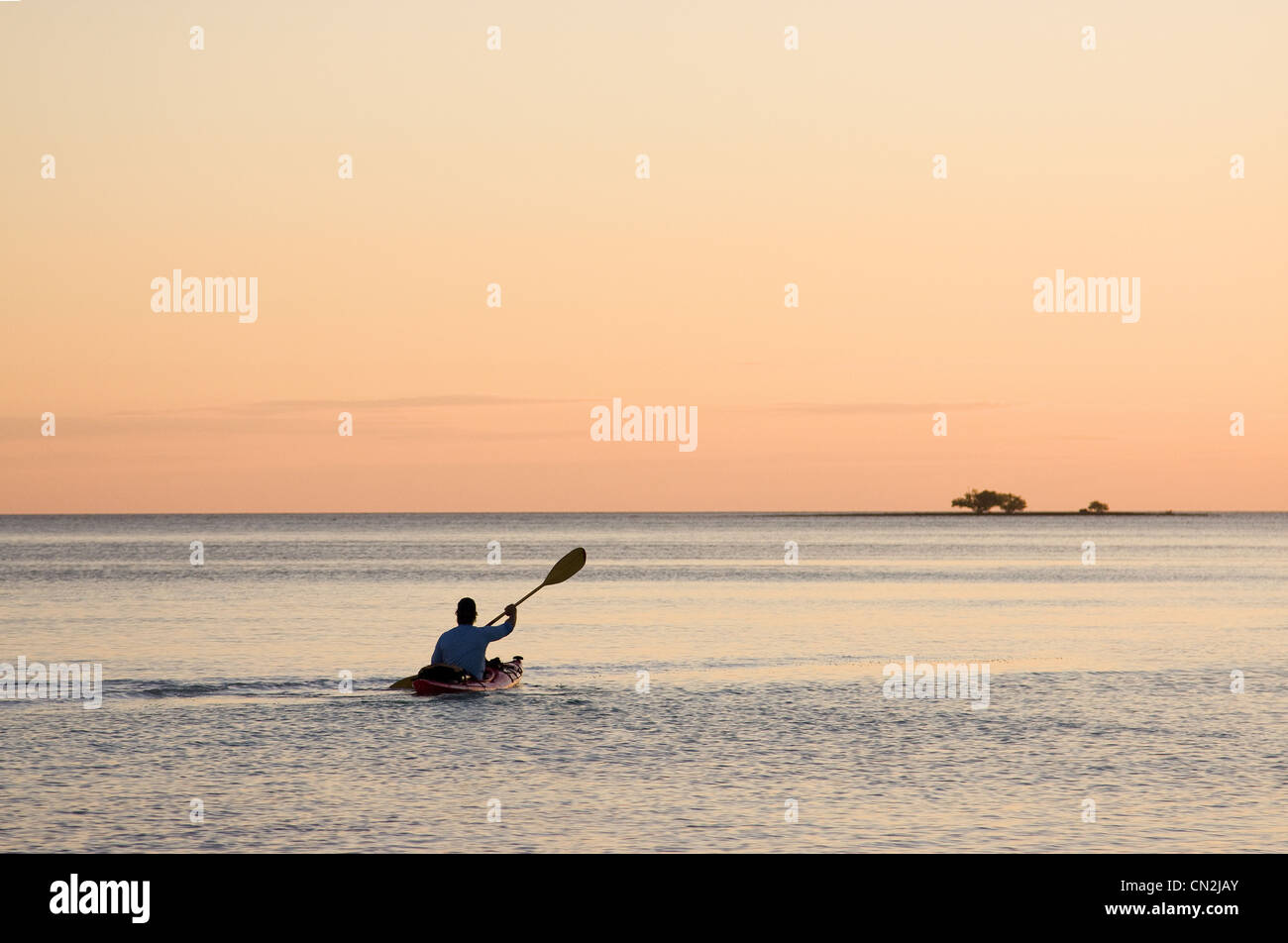 Man Kayaking at Sunset, Florida Keys, USA Stock Photo - Alamy