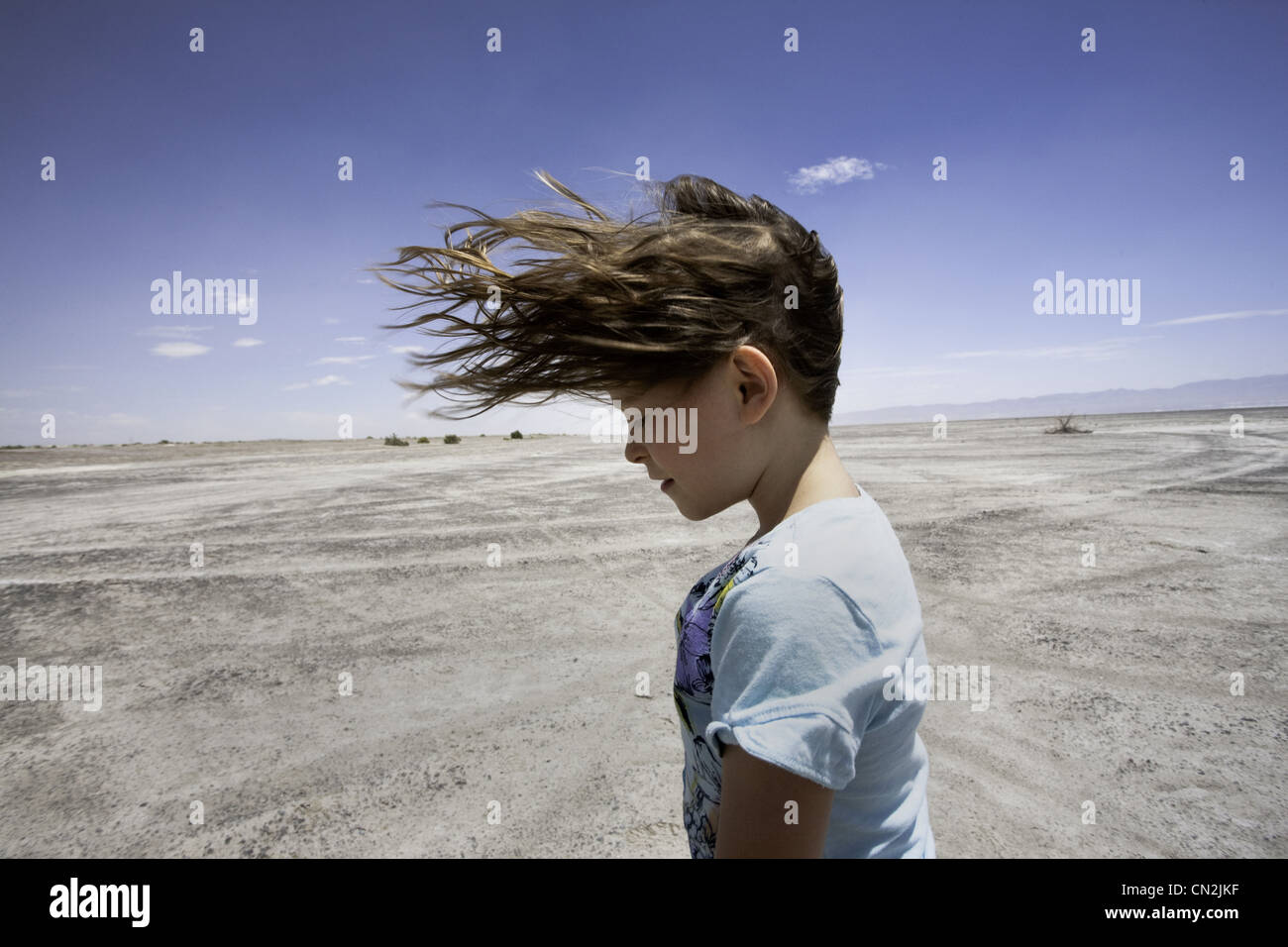 Girl hair blowing child windy hi-res stock photography and images - Alamy