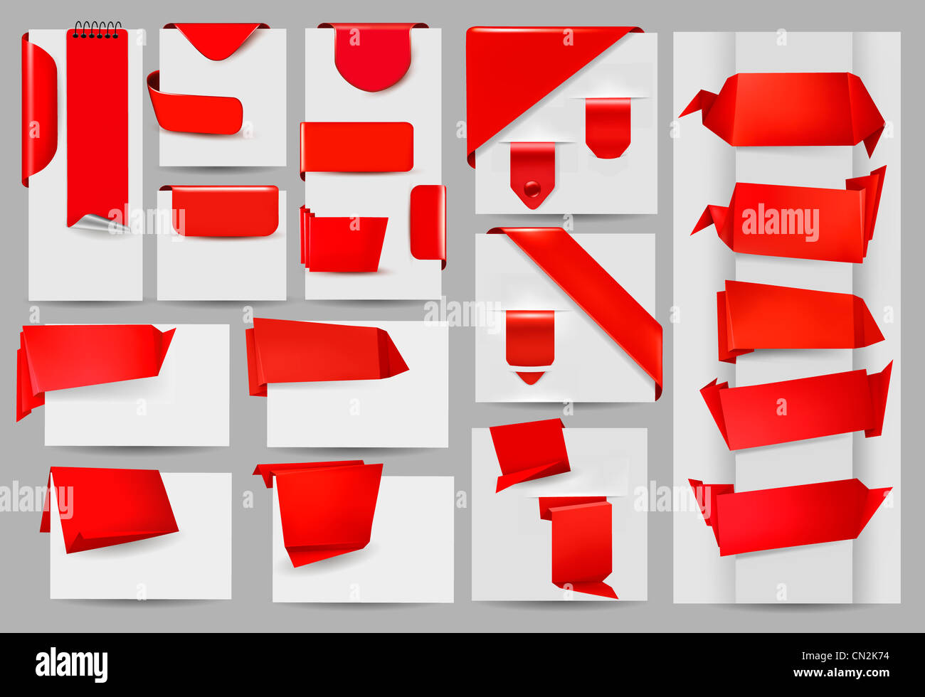 Set of colorful origami paper banners Stock Photo - Alamy