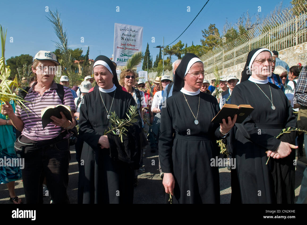 Christian Pilgrims take part in the Palm Sunday procession in Jerusalem ...