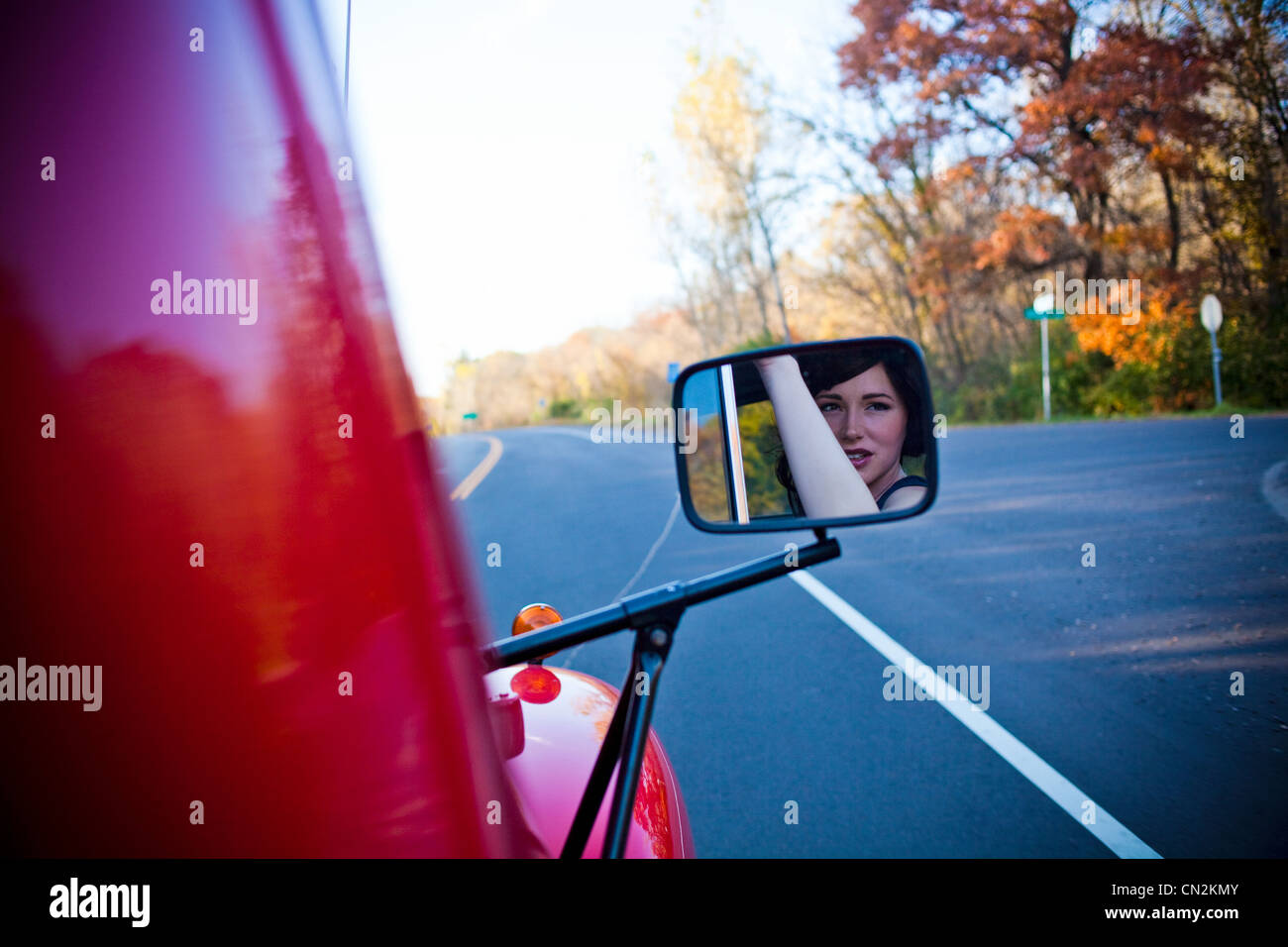 Woman driving truck red hi-res stock photography and images - Alamy