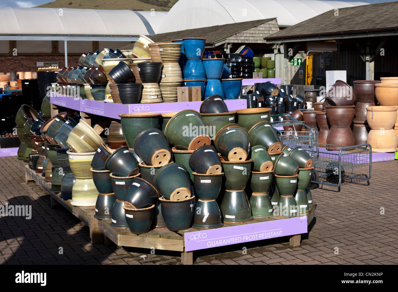 displays of various garden pots at a garden centre Stock Photo - Alamy