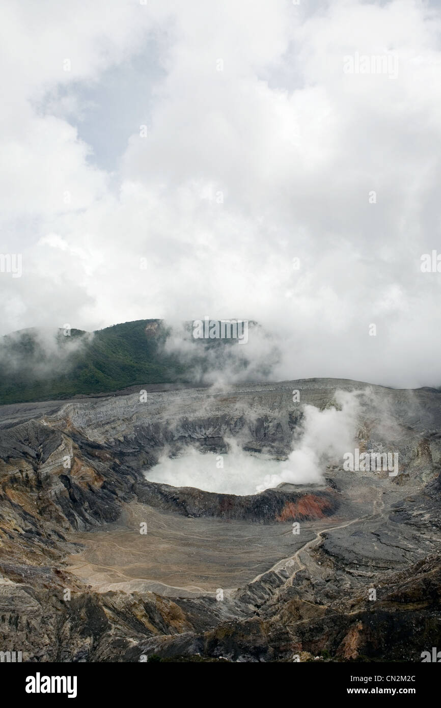 Poas Volcano crater, Poas Volcano National Park, Costa Rica Stock Photo ...