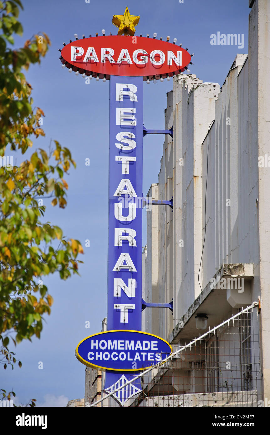 Art Deco style Paragon Restaurant sign, Katoomba Street, Katoomba, Blue ...