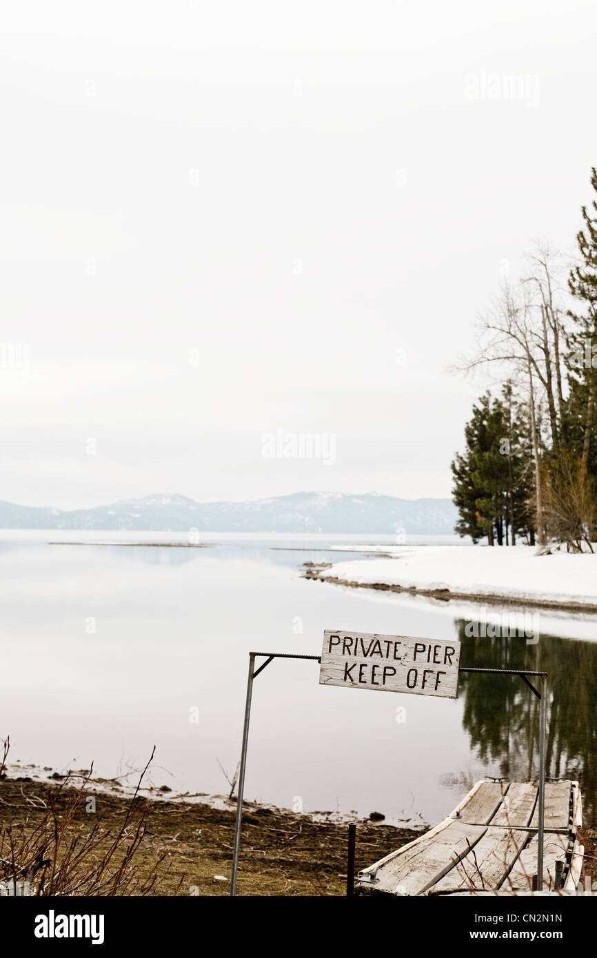 Sign for private jetty, Lake Tahoe, California, USA Stock Photo - Alamy