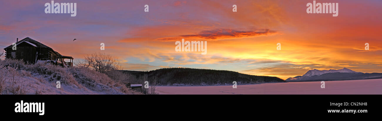 Sunrise over Teslin Lake, Yukon Stock Photo - Alamy