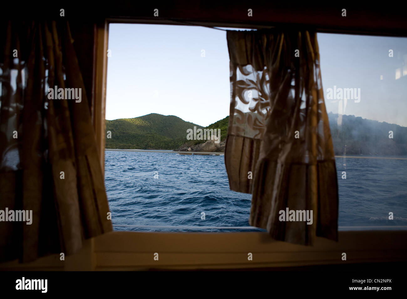 View through boat window, St John, US Virgin Islands Stock Photo - Alamy