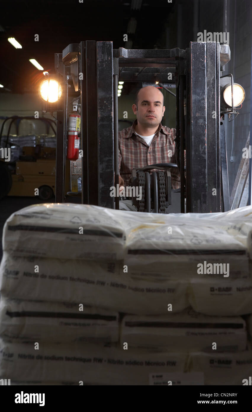 Man Operating Forklift Stock Photo - Alamy