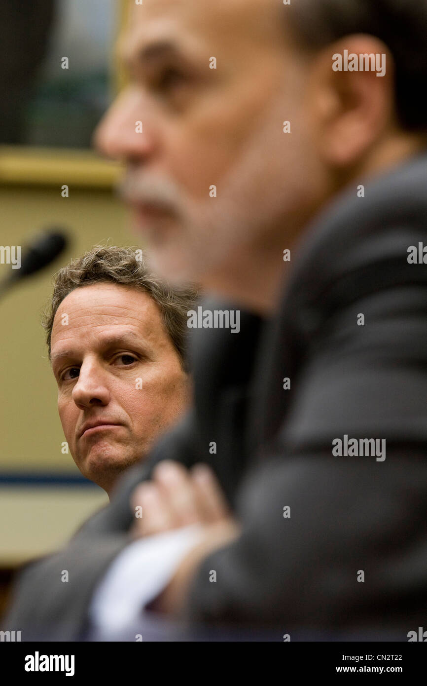 Federal Reserve Chairman Benjamin Bernanke and Treasury Secretary ...