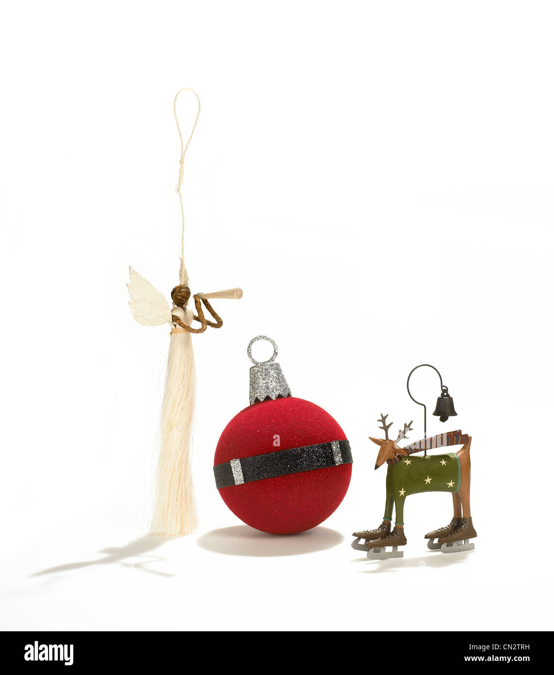 Three Christmas Ornaments Stock Photo - Alamy