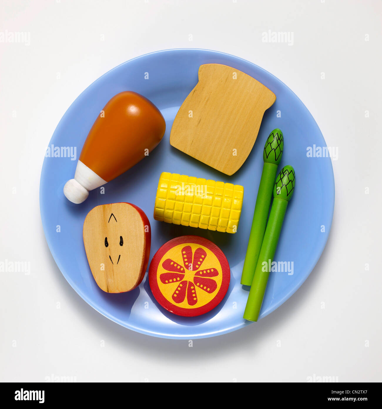 Plate With Toy Food Stock Photo - Alamy