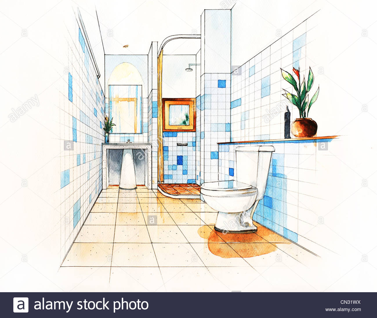 Bathroom Sketch Stock Photos & Bathroom Sketch Stock Images - Alamy