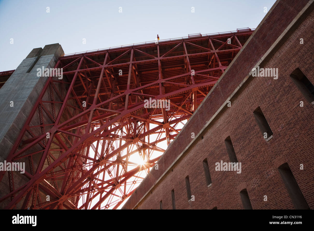 Fort Point and truss arch of the Golden Gate Bridge, San Francisco ...