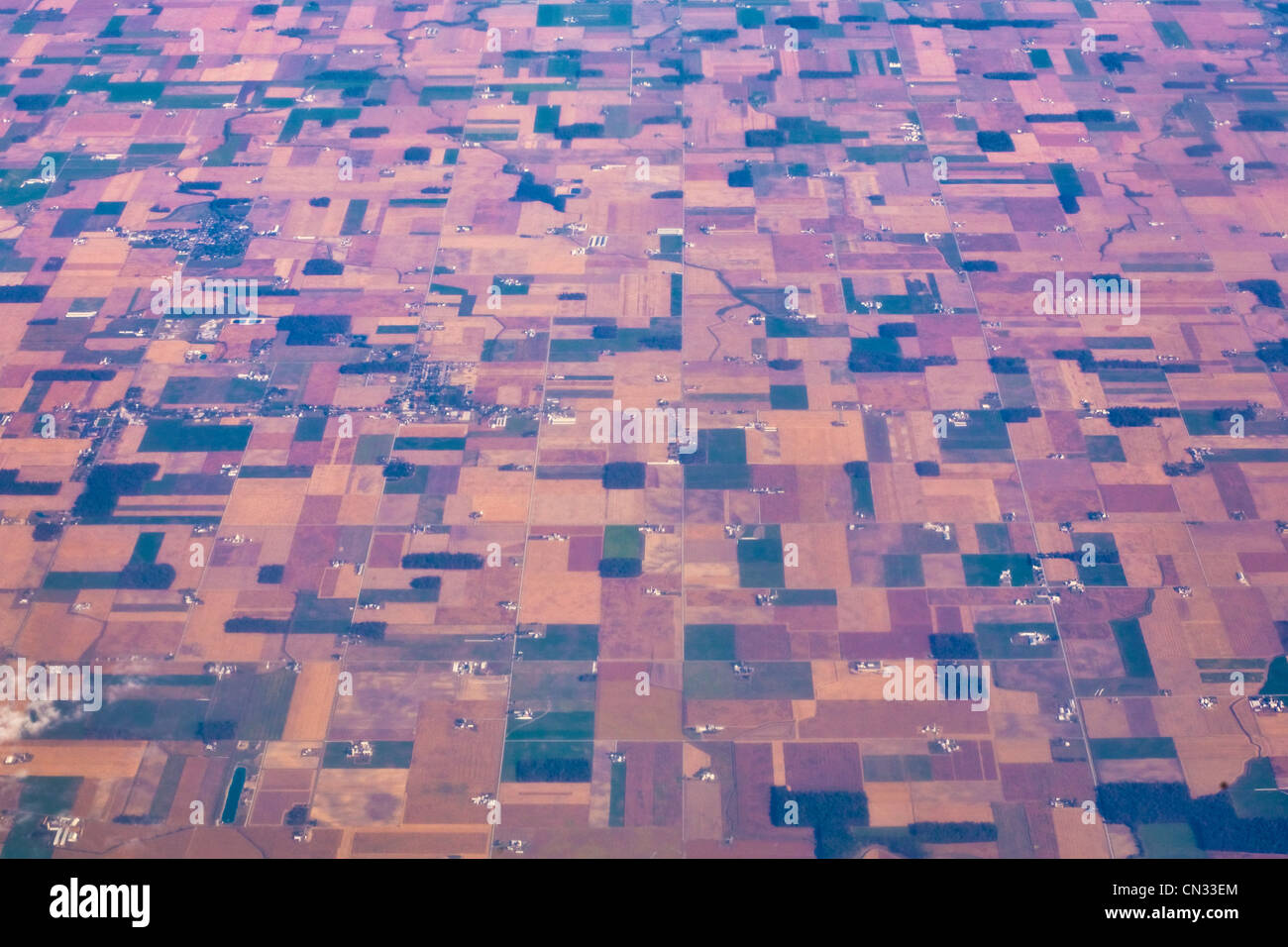 Aerial view of fields, USA Stock Photo - Alamy