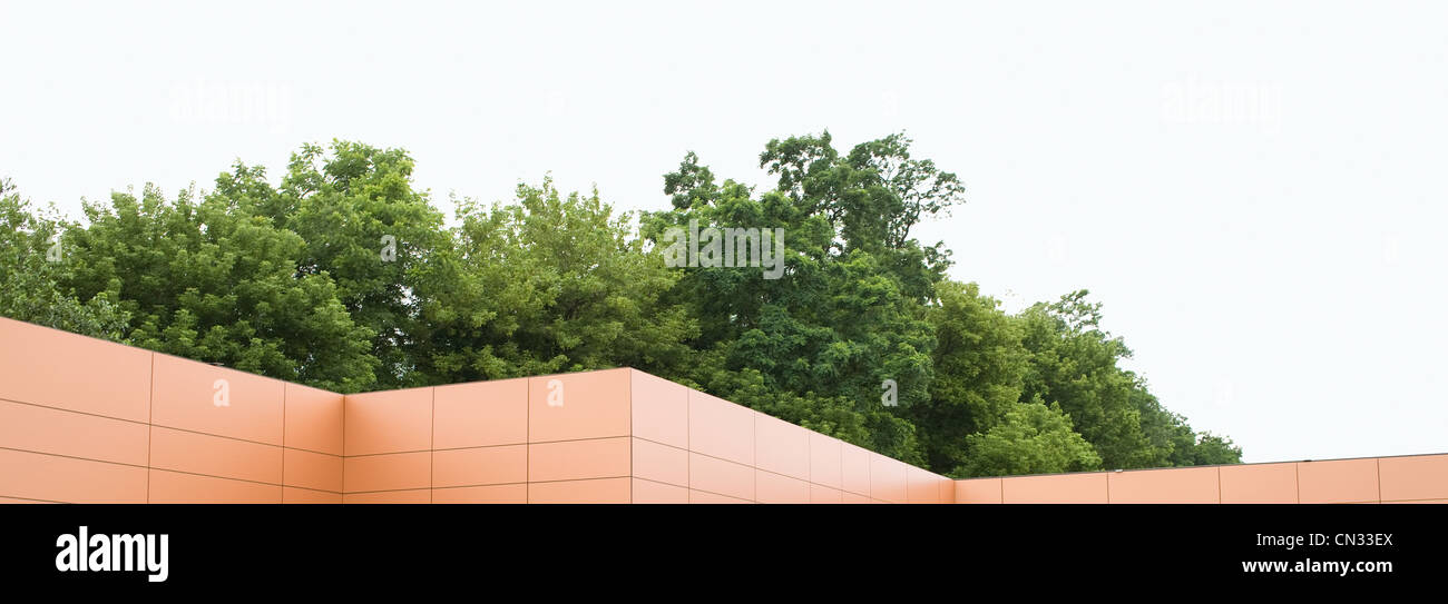 Building roof with trees Stock Photo - Alamy