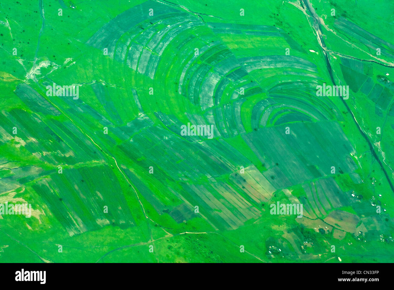 Aerial view of green fields, Tanzania, Africa Stock Photo - Alamy