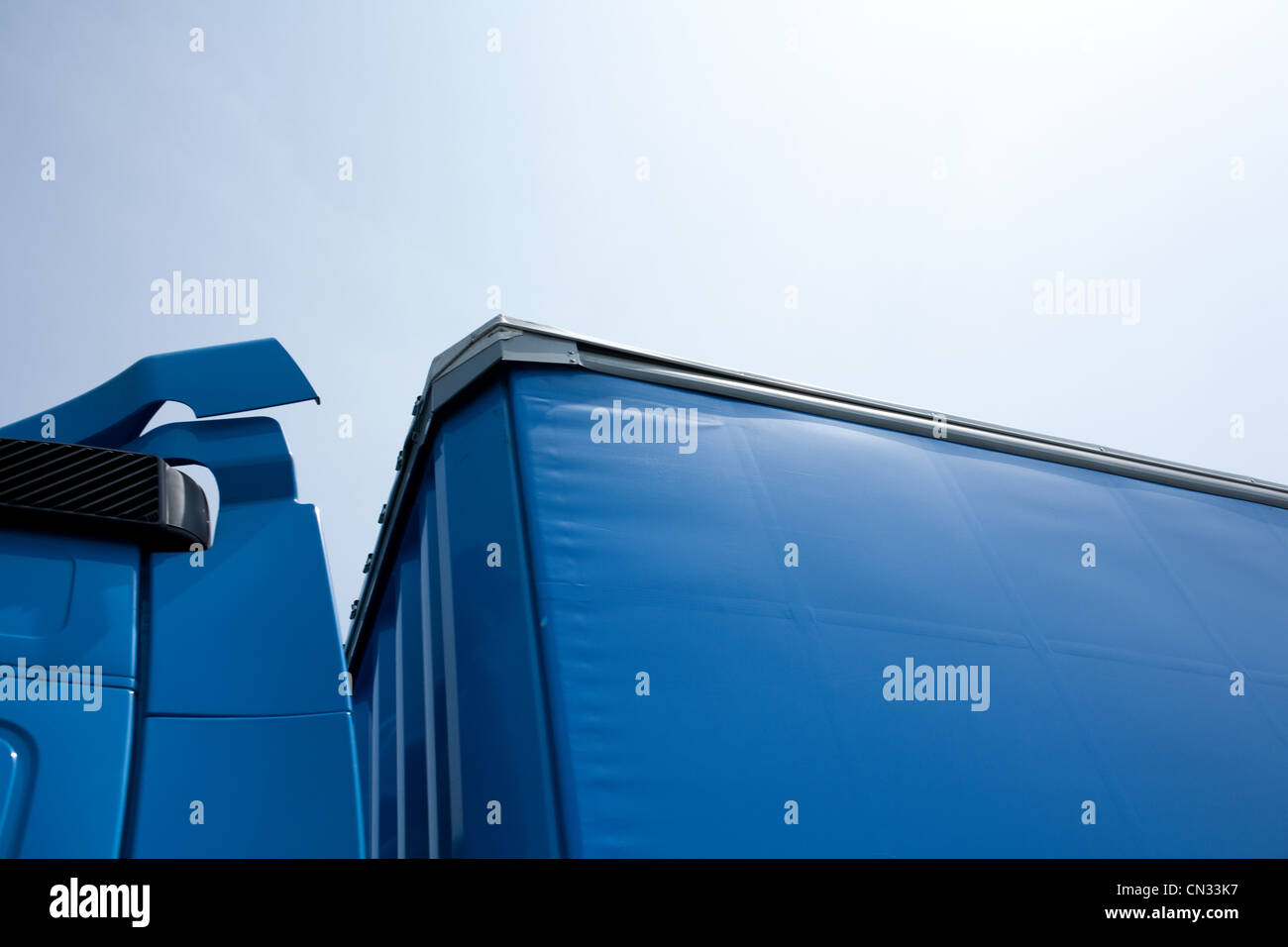 Blue truck, side view Stock Photo - Alamy