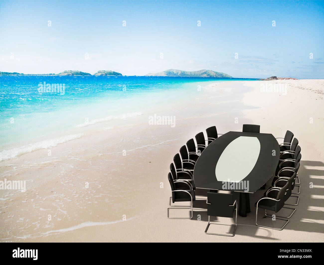 Meeting room in a tropical beach Stock Photo - Alamy