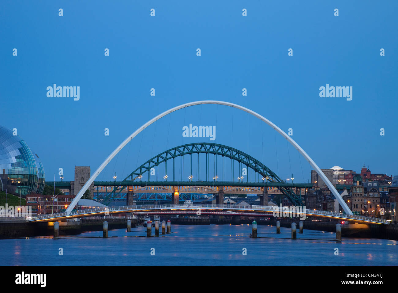 England, Newcastle, Gateshead, Gateshead Millennium Bridge Stock Photo ...