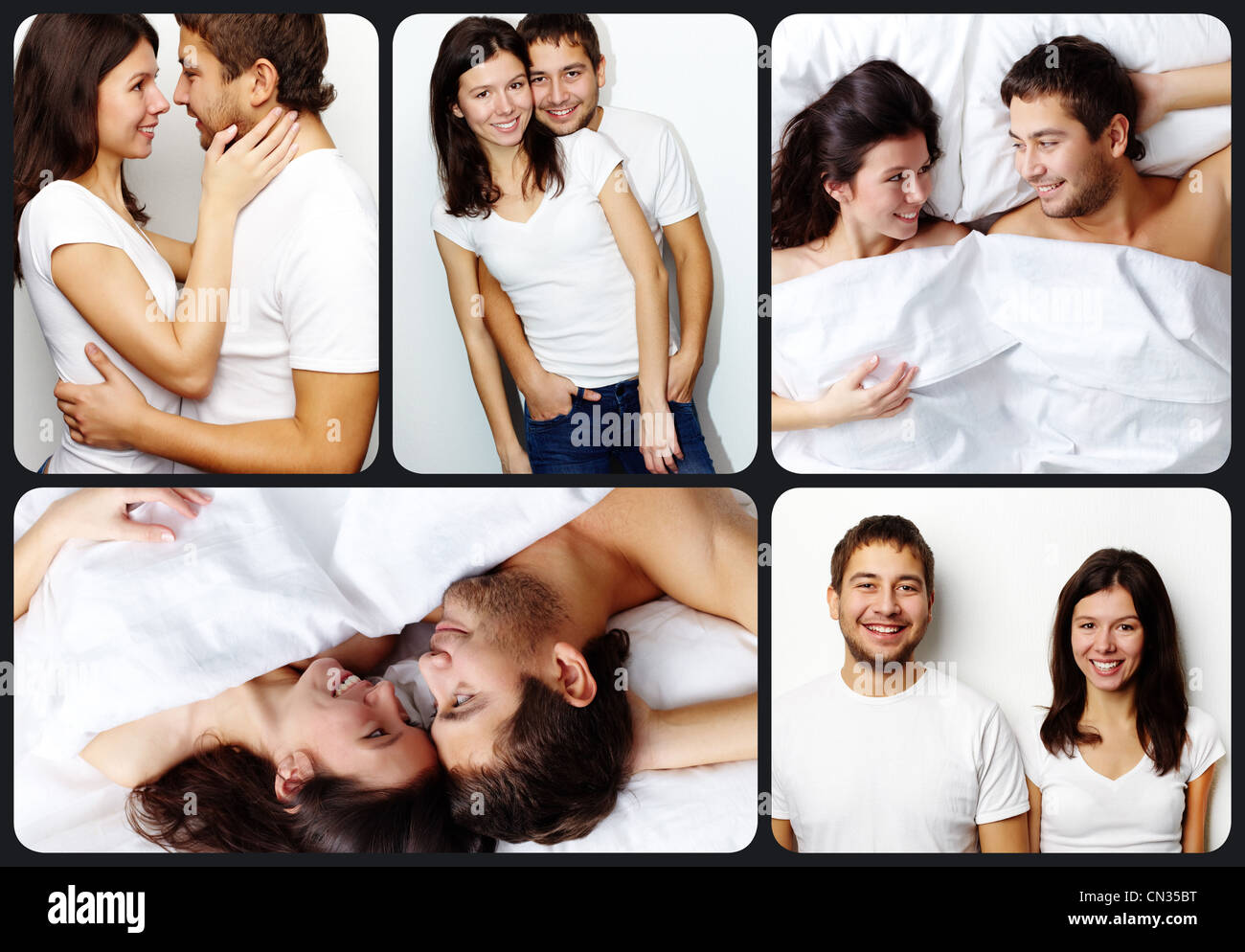 Collage of happy couple showing their affection and commitment Stock ...