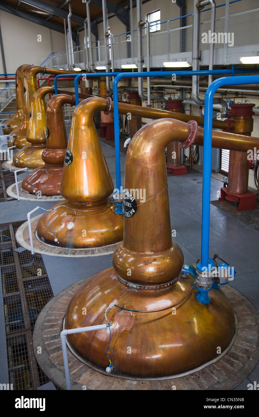 Scotland, Speyside, Dufftown, Glenfiddich Whiskey Distillery, Copper ...