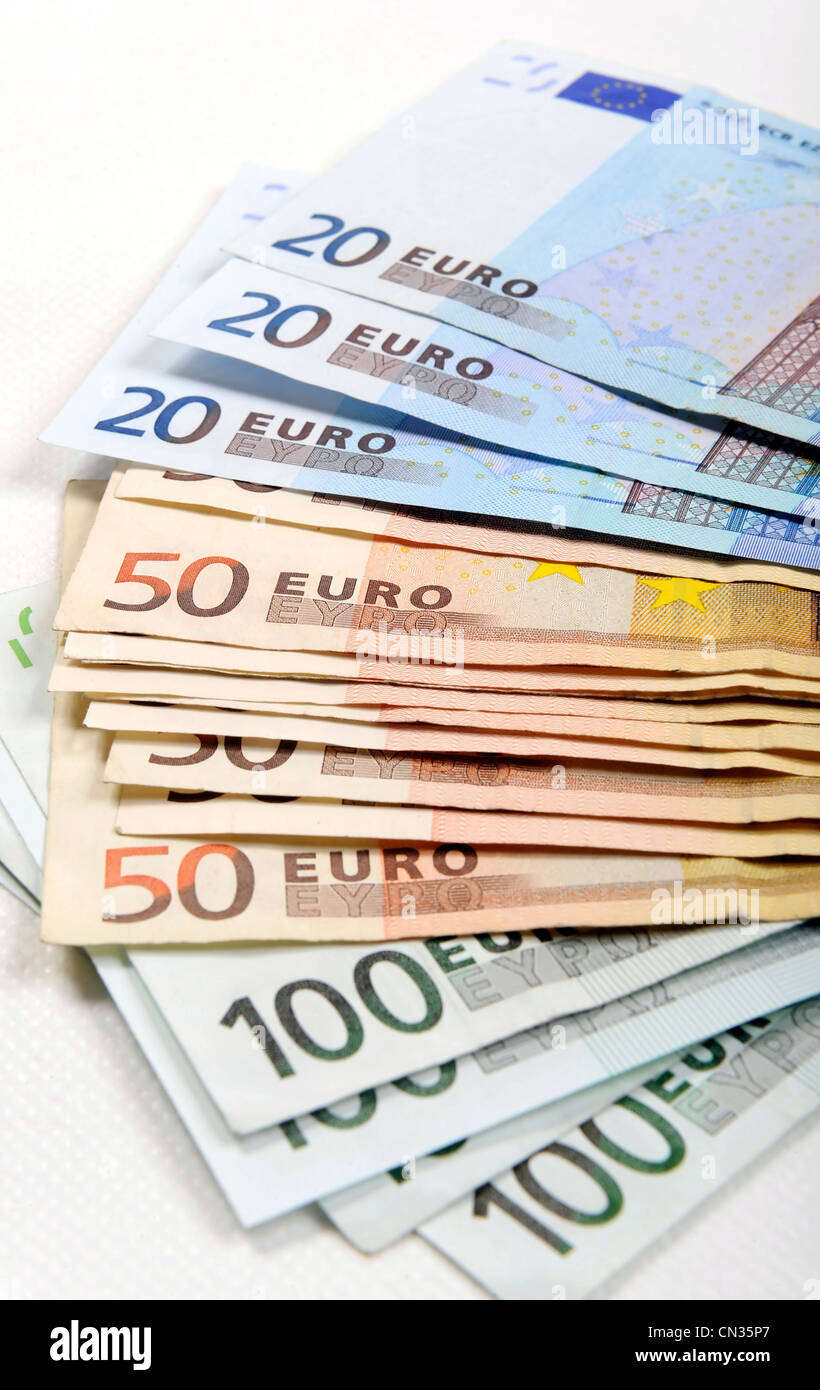 Euro money banknotes, isolated Stock Photo - Alamy