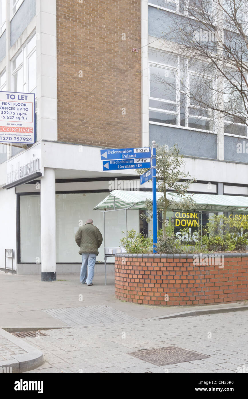 Crewe on a March Saturday street sign Stock Photo - Alamy
