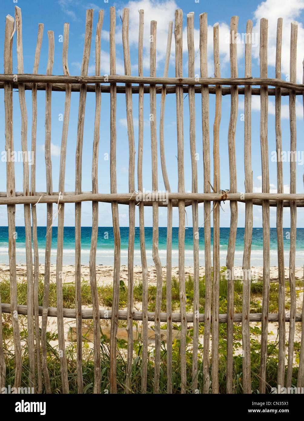 Wooden fence by beach Stock Photo - Alamy