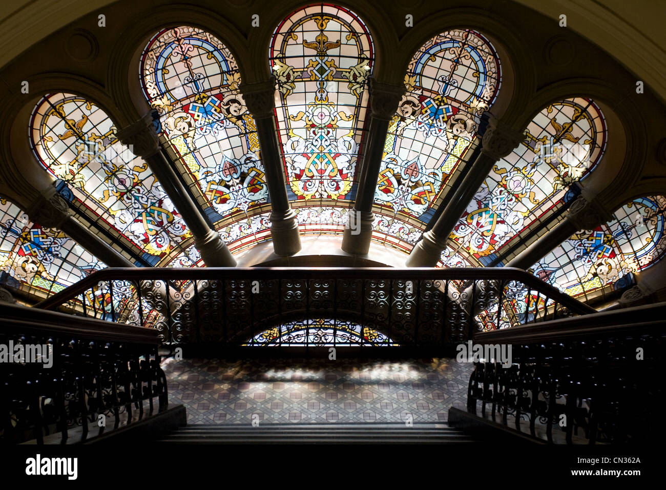 Stained glass window queen victoria building hi-res stock photography ...