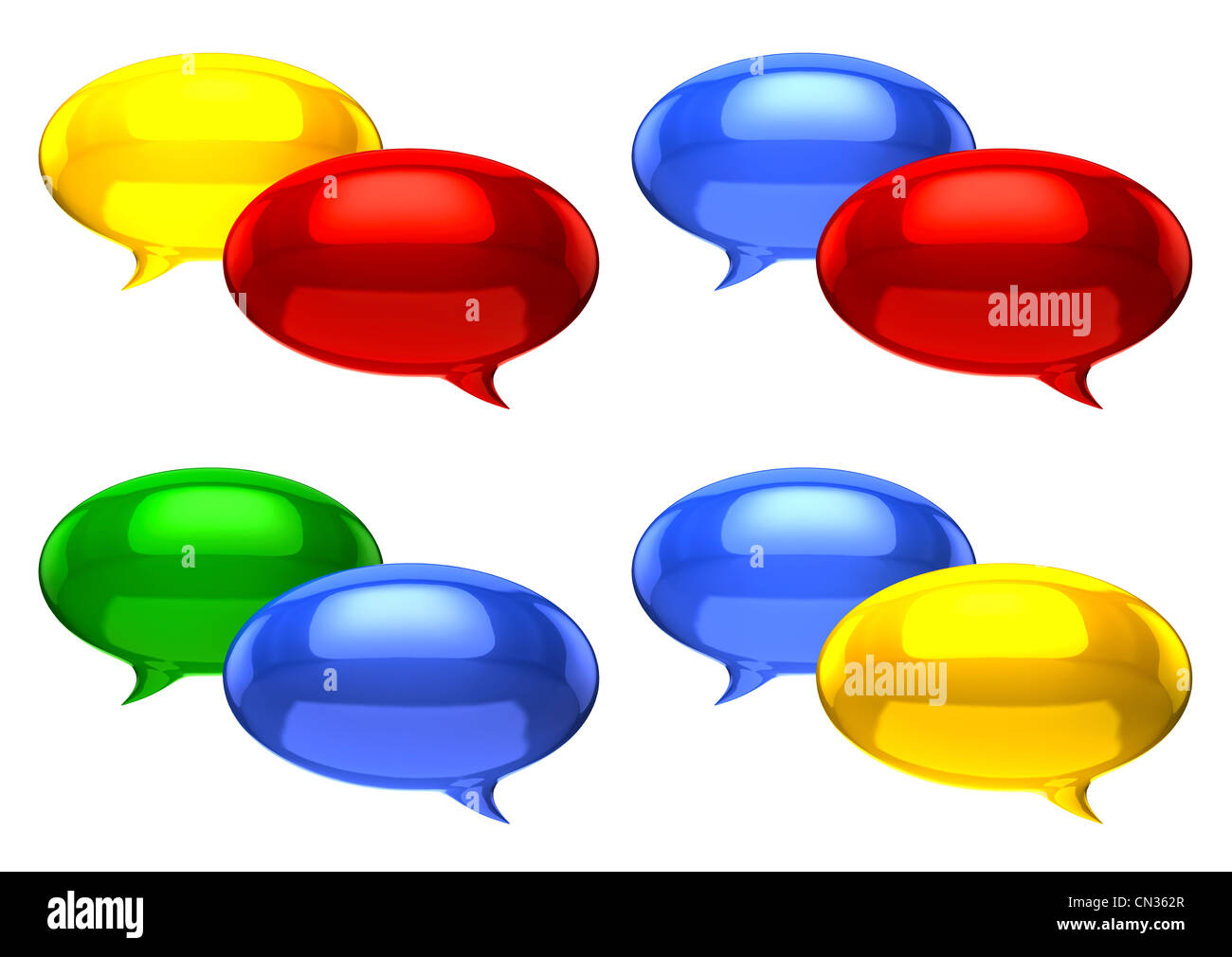 Colorful chat balloons on white background Stock Photo - Alamy